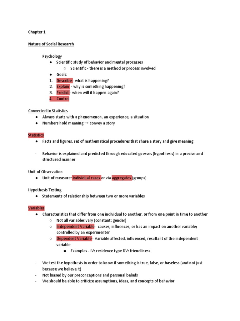 Psychological Statistics Notes | PDF | Level Of Measurement | Statistics