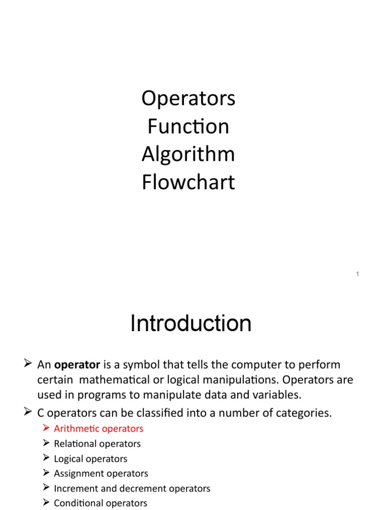 3 Operators, Function, Algorithm and Flowchart | PDF | Theoretical Computer Science ...