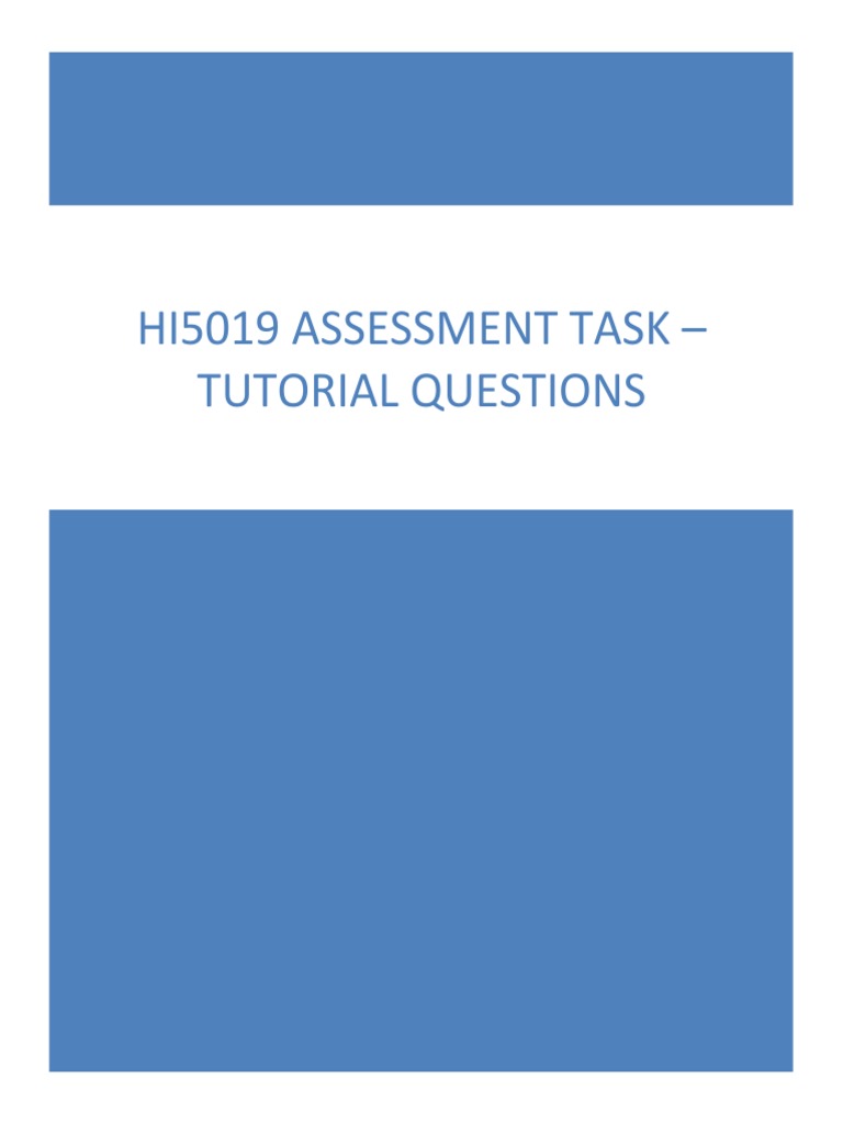 Hi5019 Assessment Task - Tutorial Questions | PDF | Audit | Sales