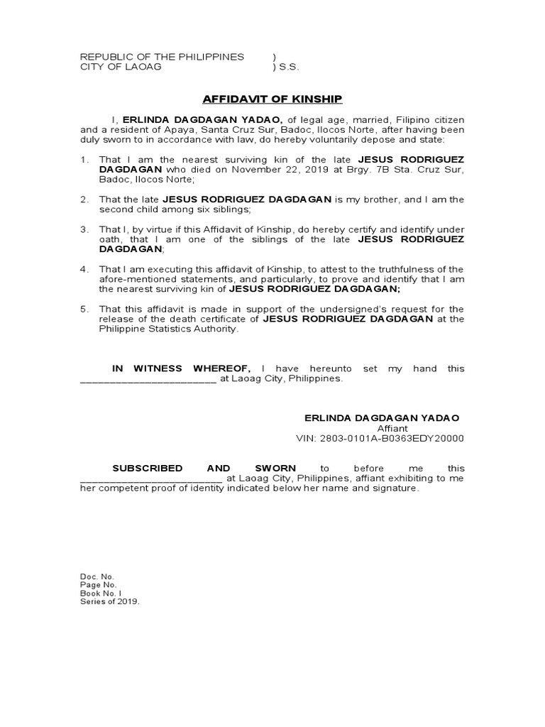 Affidavit of Kinship | PDF