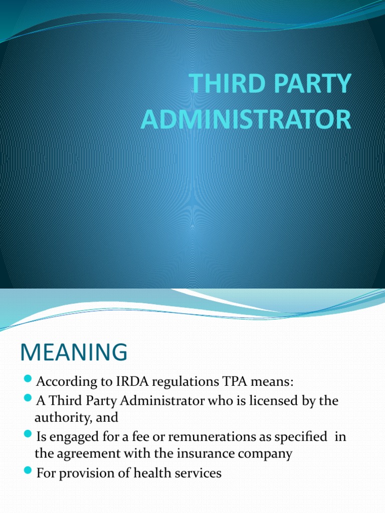Third Party Administrator Pdf Financial Risk Health Care