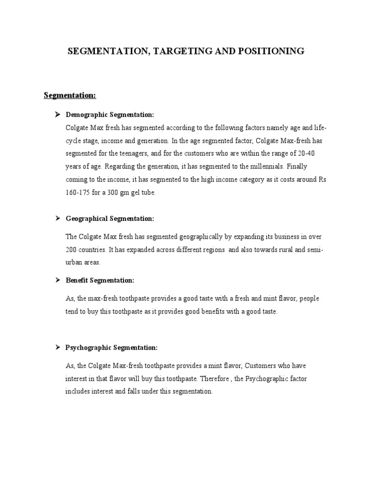 Segmentation, Targeting and Positioning | PDF
