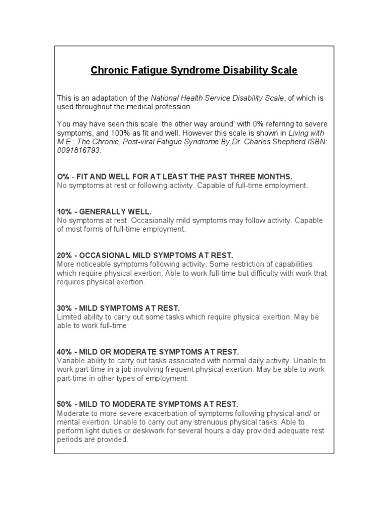 Disability Scale | PDF | Chronic Fatigue Syndrome | Disability