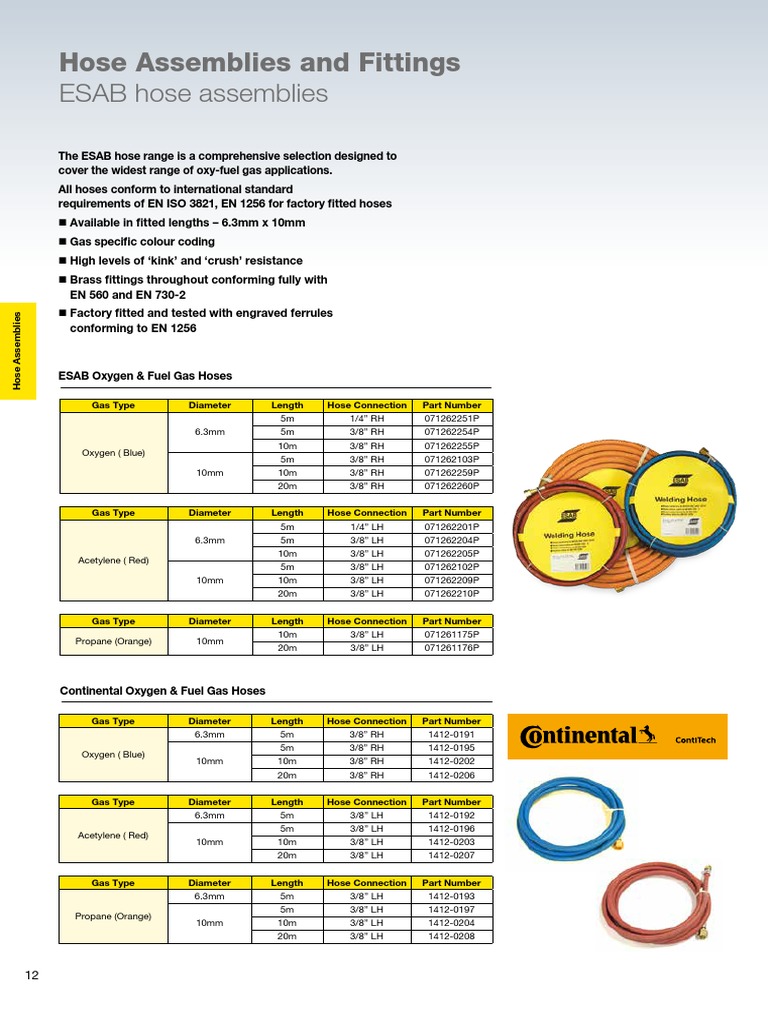 Hose Assemblies and Fittings ESAB Hose Assemblies | PDF | Gases ...