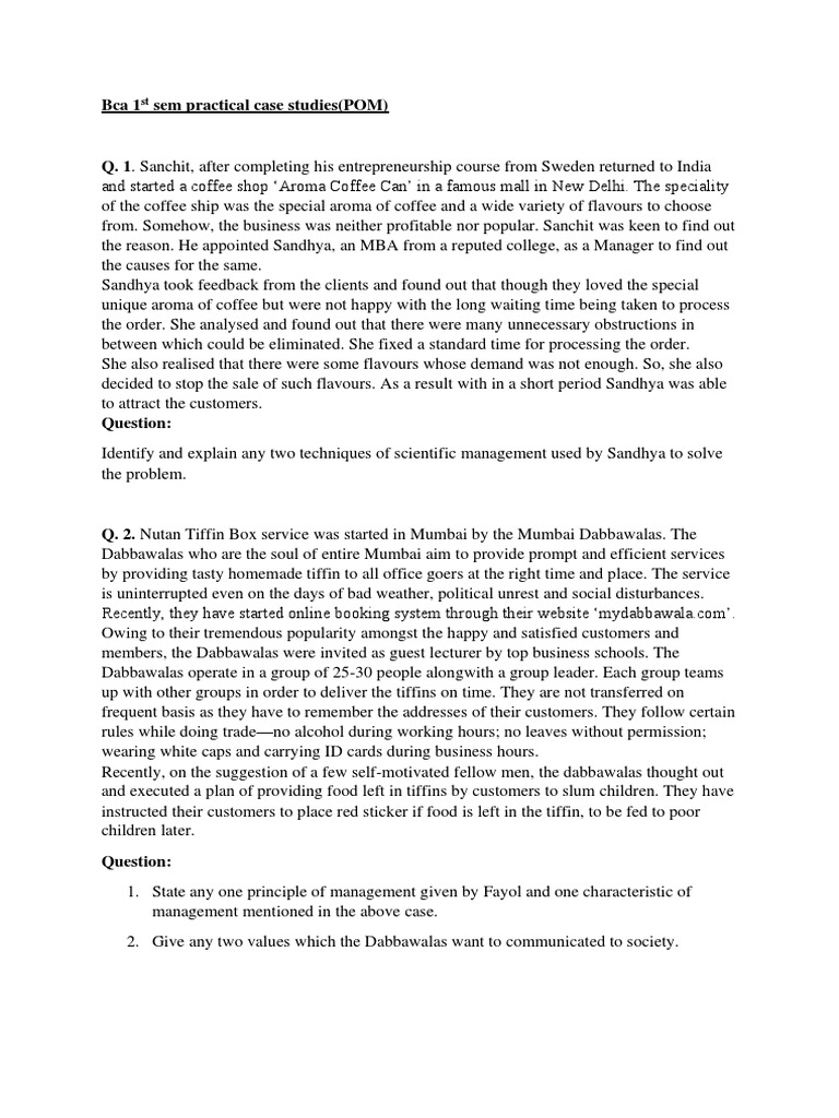 Bca 1st Sem Practical Case Studies Questions | PDF | Economies | Business