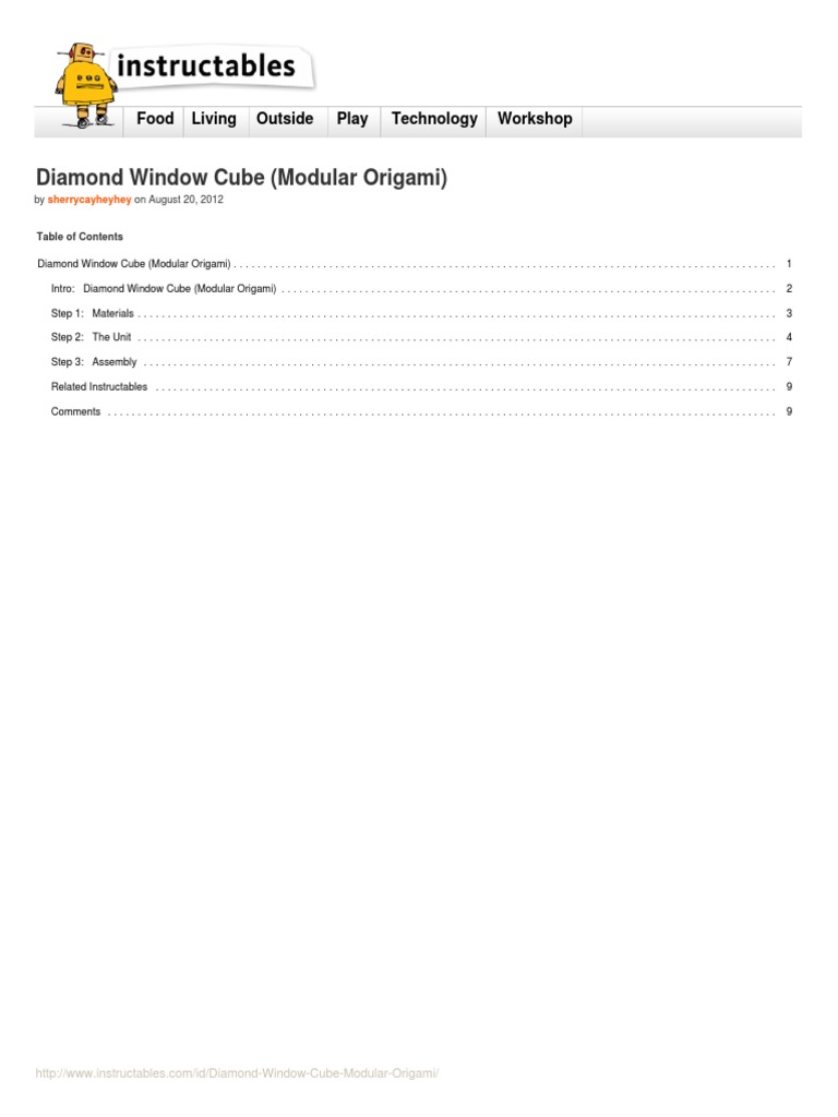 Diamond Window Cube (Modular Origami) : Food Living Outside Play ...