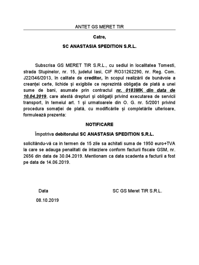 Model Somatie de Plata | PDF