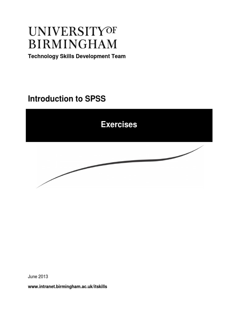Introduction To SPSS: Exercises | PDF