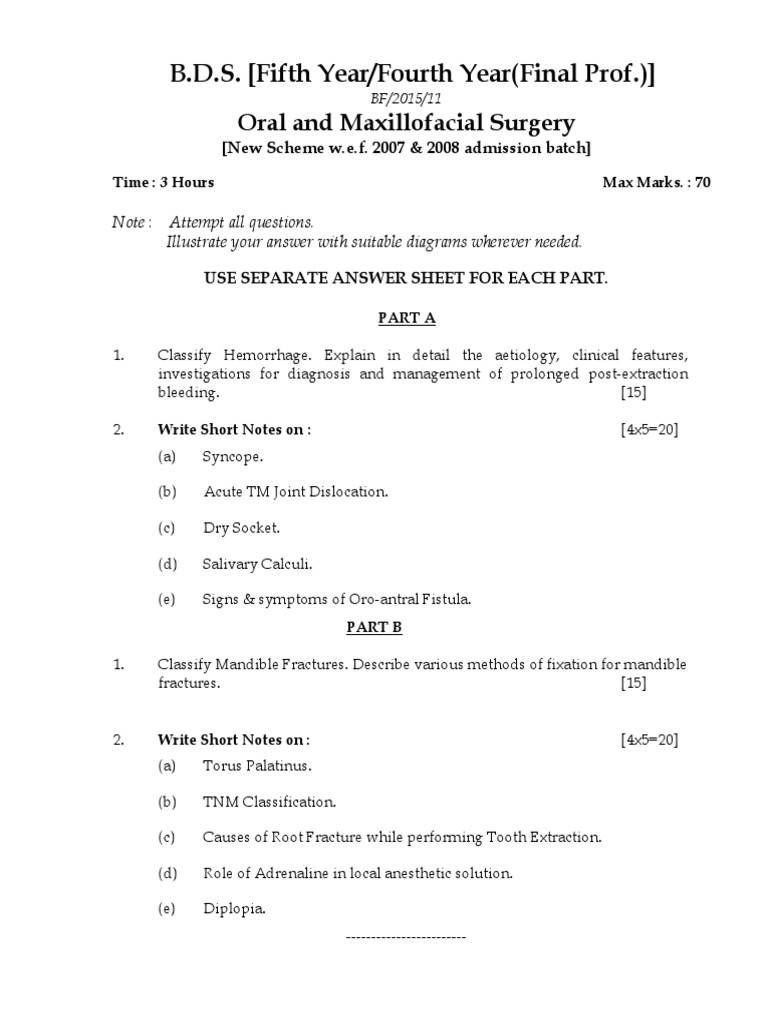 BDS Final Exam Questions 2015 | PDF | Dentistry | Mouth