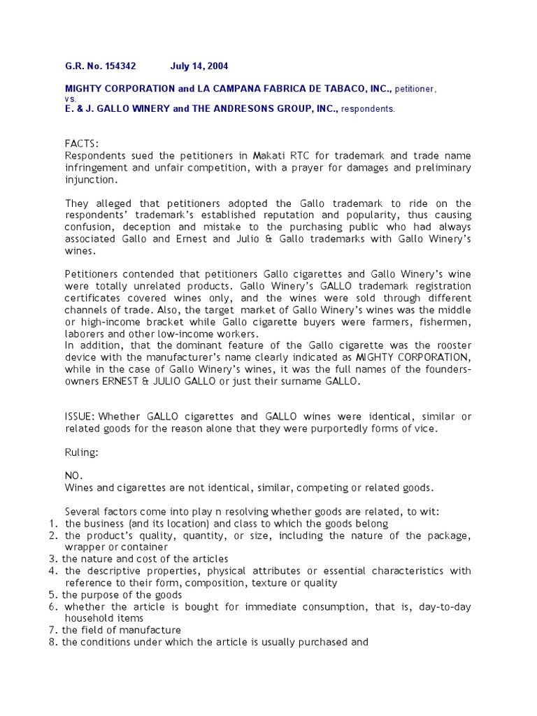 IPR Case Digest | PDF | Trademark | Glossary Of Patent Law Terms