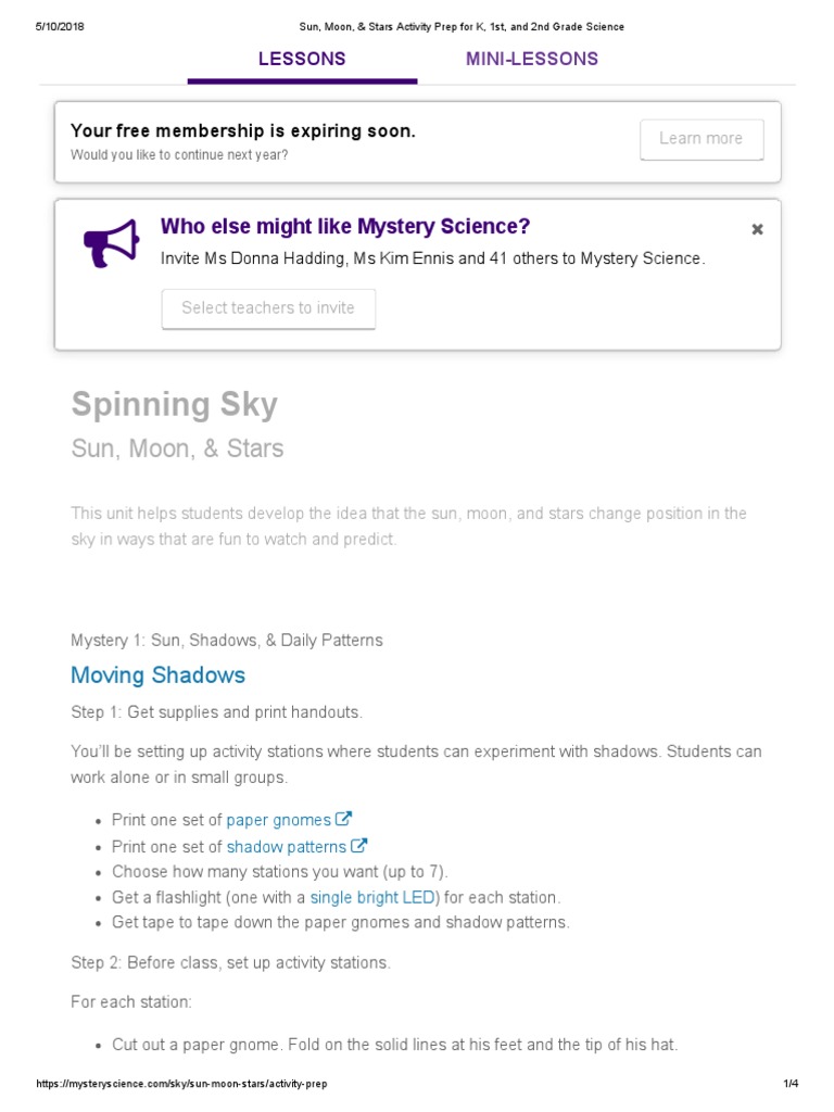 Sun, Moon, & Stars Activities for Grades K-2 | PDF