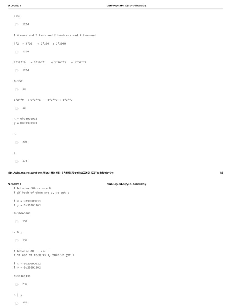 Bitwise-Operators - Ipynb - Colaboratory | PDF | Theory Of Computation | Logic