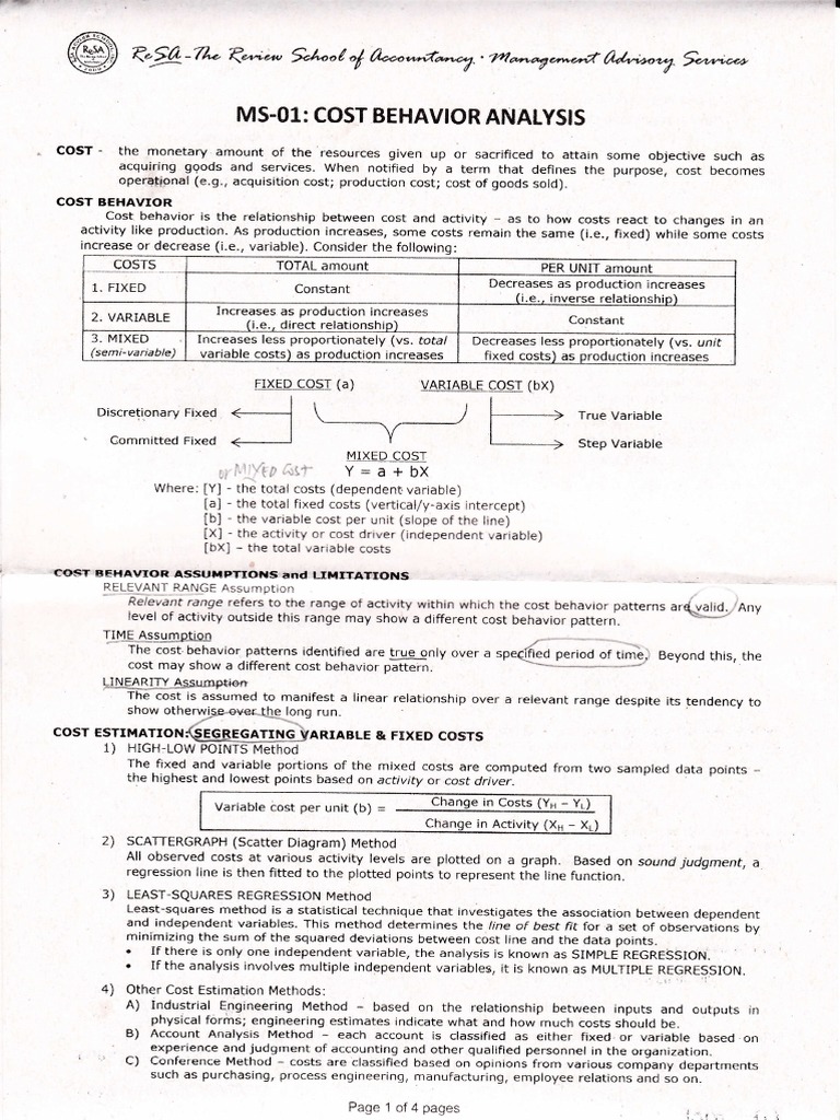 01 - Cost Behavior Analysis | PDF | Regression Analysis | Correlation And Dependence