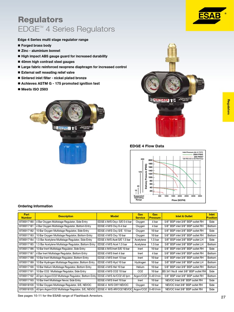 Regulators Edge 4 Series Regulators | PDF | Phases Of Matter | Gases