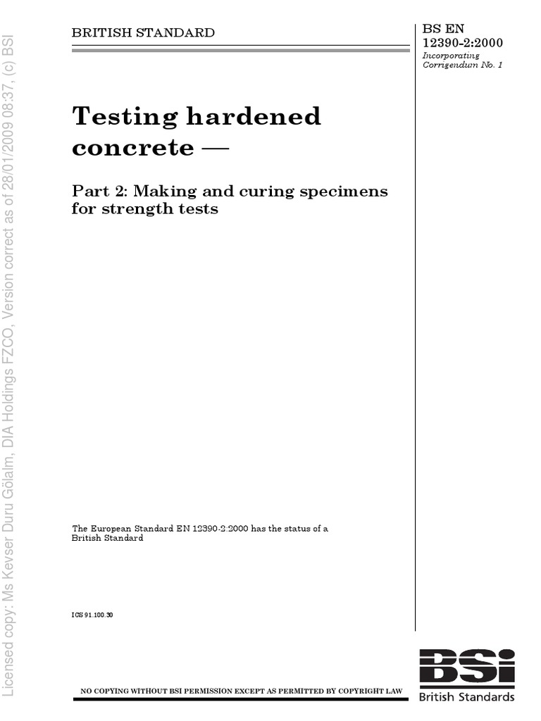 BS en 12390-2 | PDF | Concrete | Nature