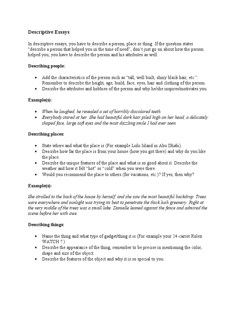 Descriptive Essays: Describing People | PDF | Vocabulary
