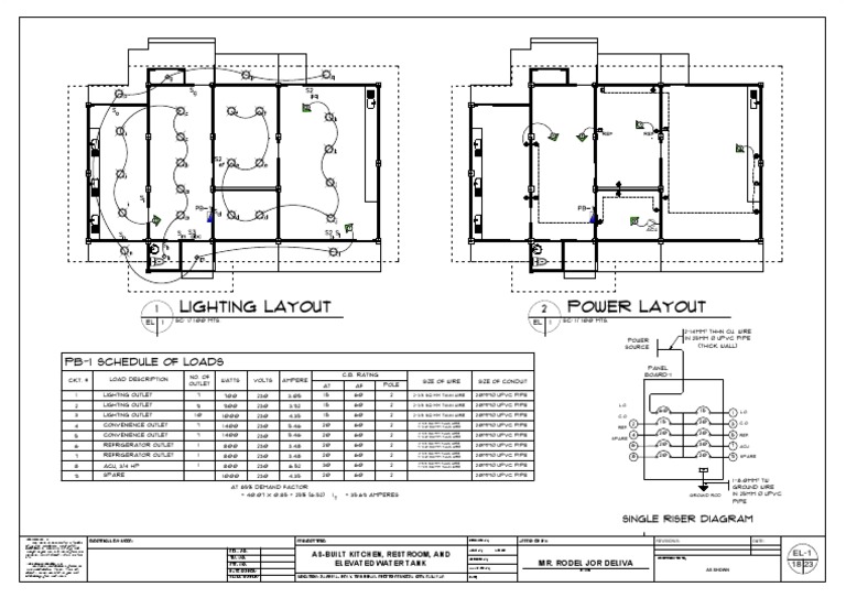 Lighting Layout Power LAYOUT: EL 1 EL 1 | PDF | Building Engineering ...