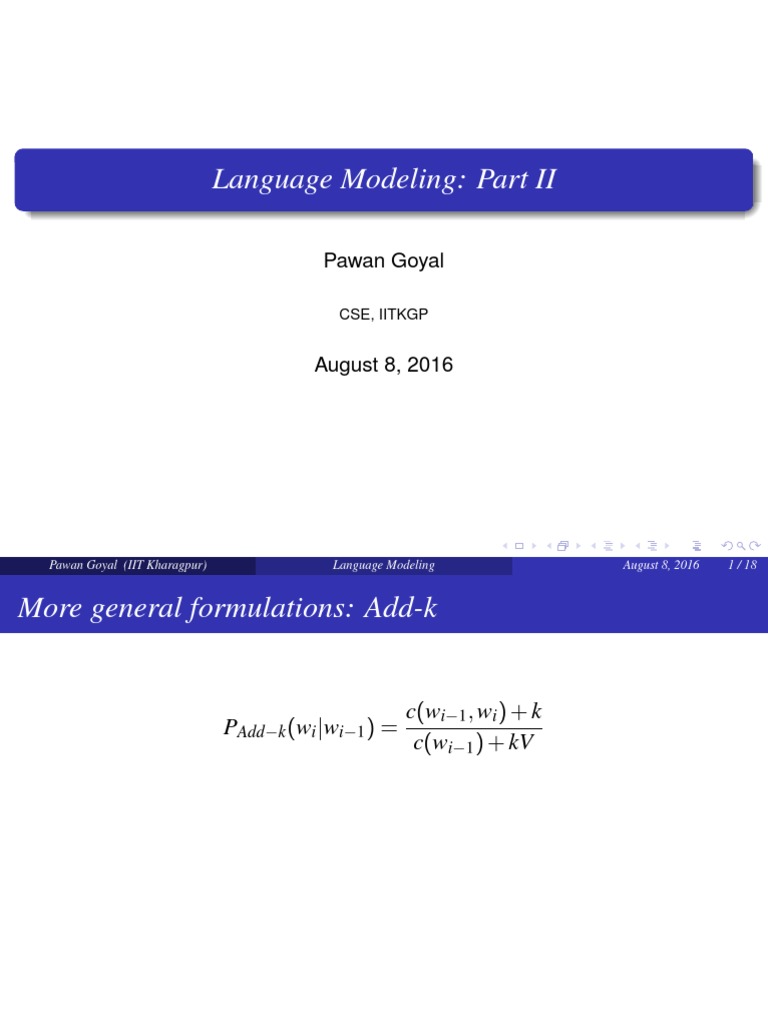 Language Modeling Part II: Smoothing and Interpolation | PDF ...