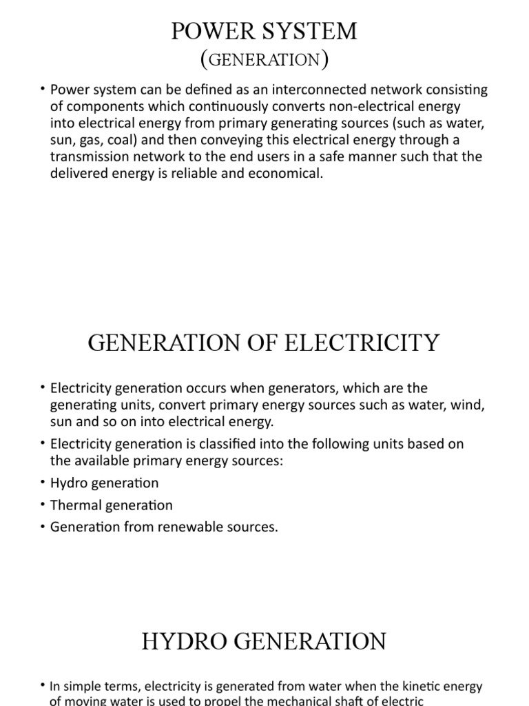 Power System : Generation | PDF | Electricity Generation | Hydroelectricity