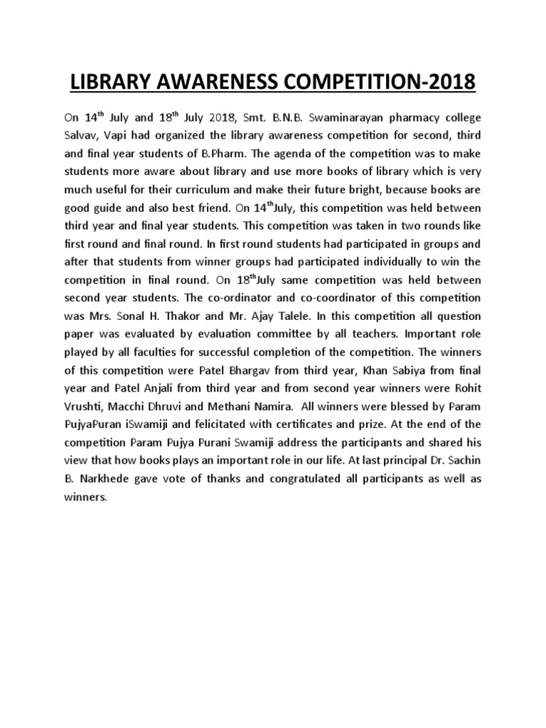 Library Awareness Competition | PDF