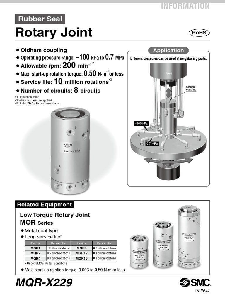SMC Rotary Union Joint | PDF | Bearing (Mechanical) | Lubricant