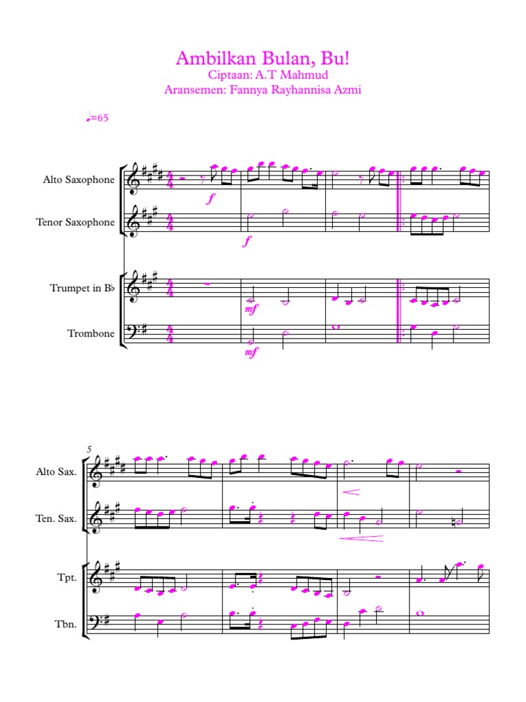 Ambilkan Bulan BU - Full Score | PDF | Aérophones | Divertissement ...
