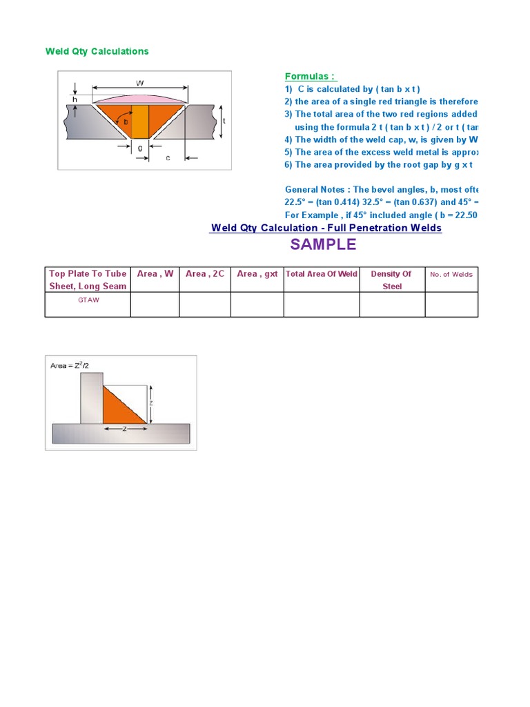 Calculating Weld Quantities for Full Penetration Welds | PDF