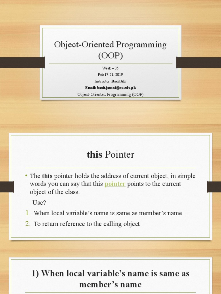 Object Oriented Programming Oop Pdf Subroutine Pointer Computer Programming