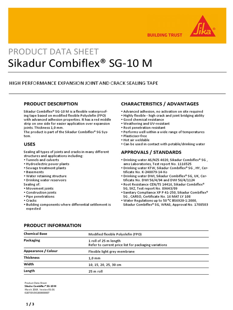 Sikadur Combiflex® SG-10 M: Product Data Sheet | PDF | Materials ...