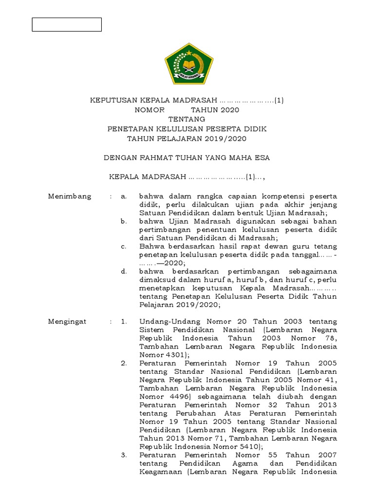 Contoh SK Kelulusan | PDF