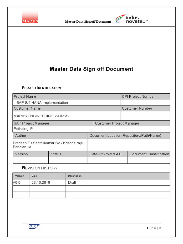 Master Data Sign Off Document | PDF | Pipe (Fluid Conveyance) | Machines