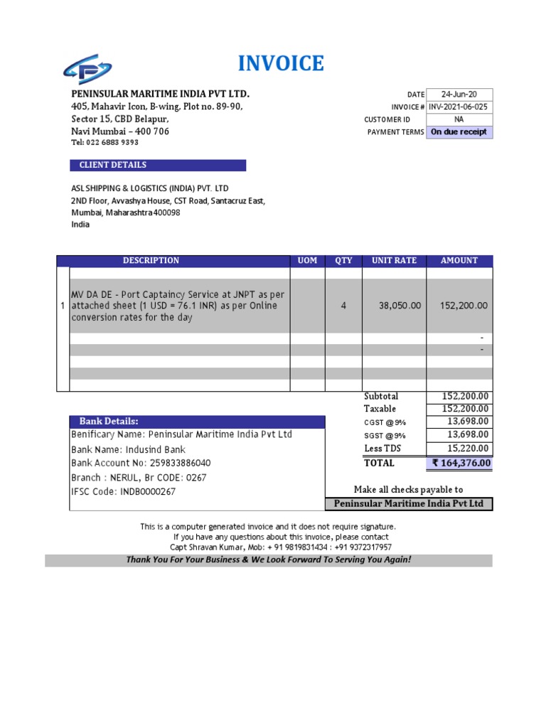 Inv Asl Inv-2021-06-025 | PDF | Invoice | Economies