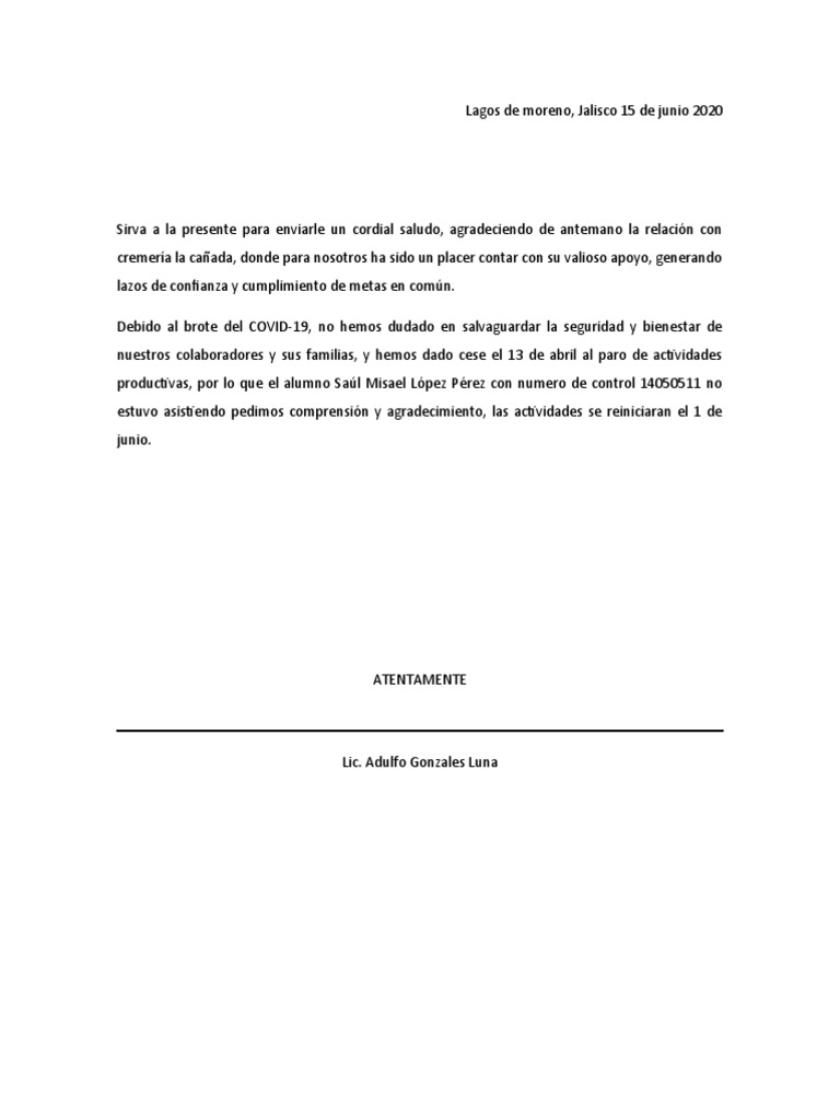 Carta de Cese de Labores | PDF