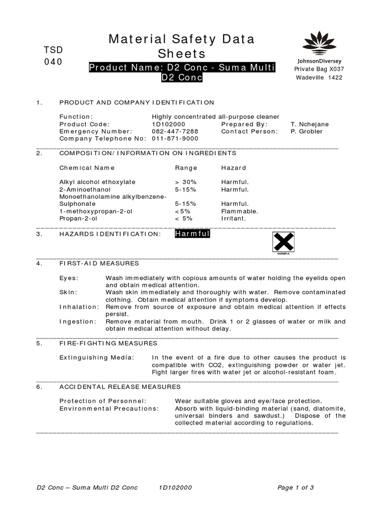 Suma Multi D2.3 PDF | PDF | Safety | Water