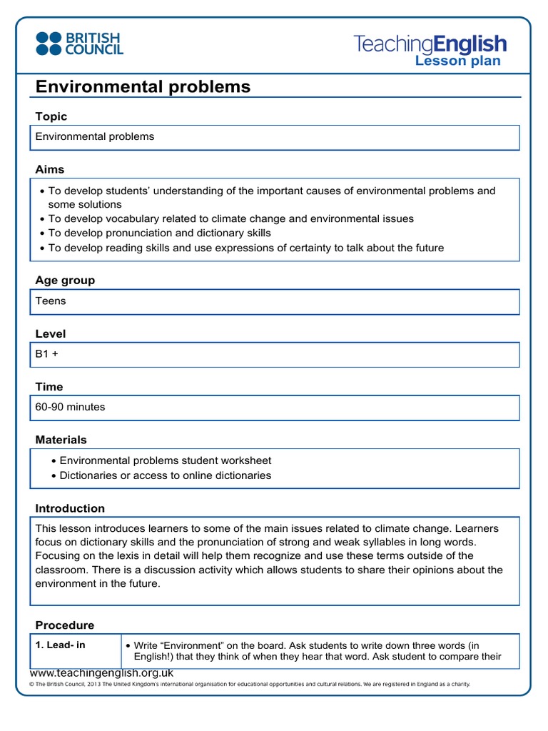 Environmental Problems Lesson Plan | PDF | Lesson Plan | Greenhouse Effect