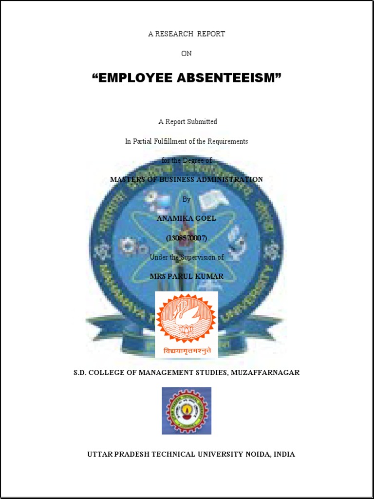 "Employee Absenteeism": A Research Report ON | PDF | Turnover ...