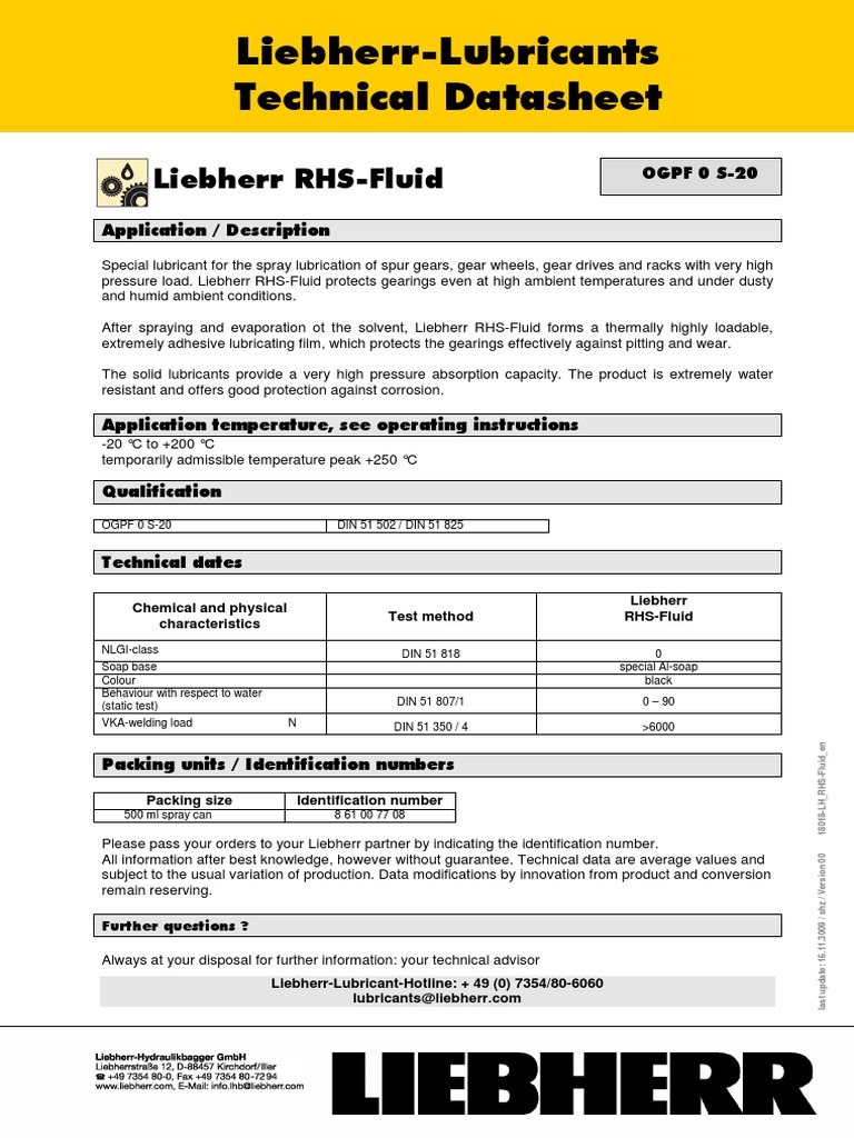 Liebherr Tds Rhs Fluid en | PDF | Lubricant | Physical Sciences