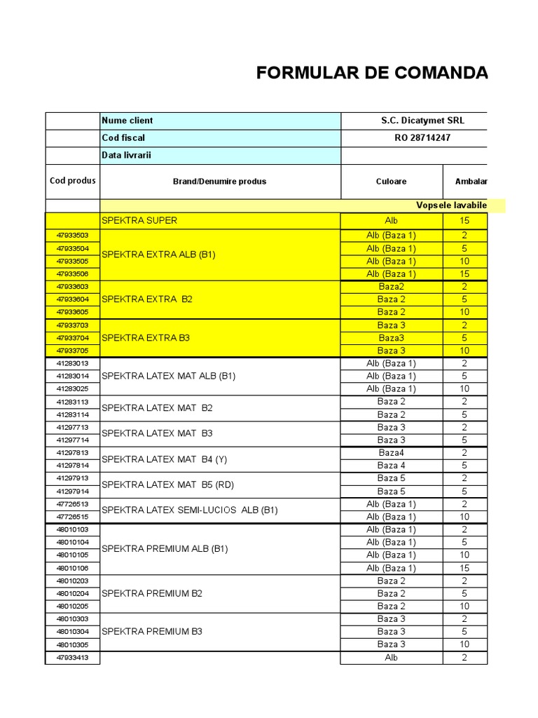 Formular de Comanda Helios | PDF | Acrylic Paint | Dielectric