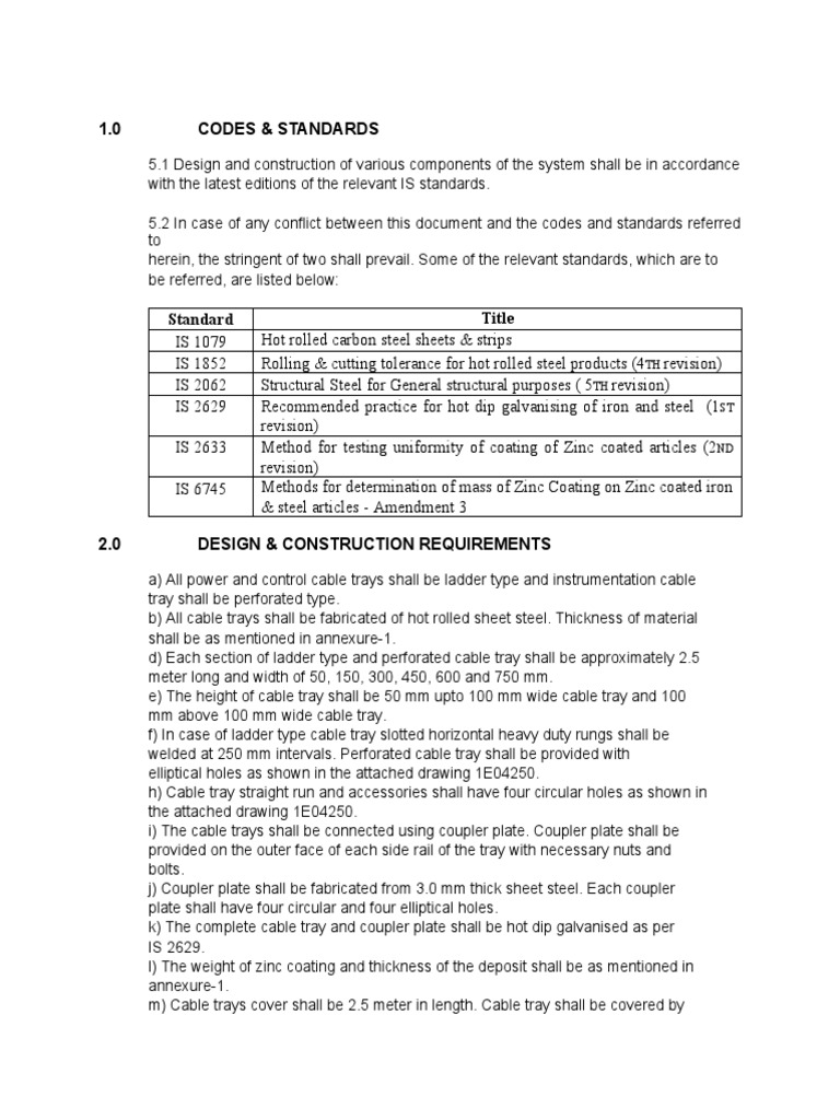 Cable Tray Codes and Design Requirements | PDF | Sheet Metal | Rolling ...