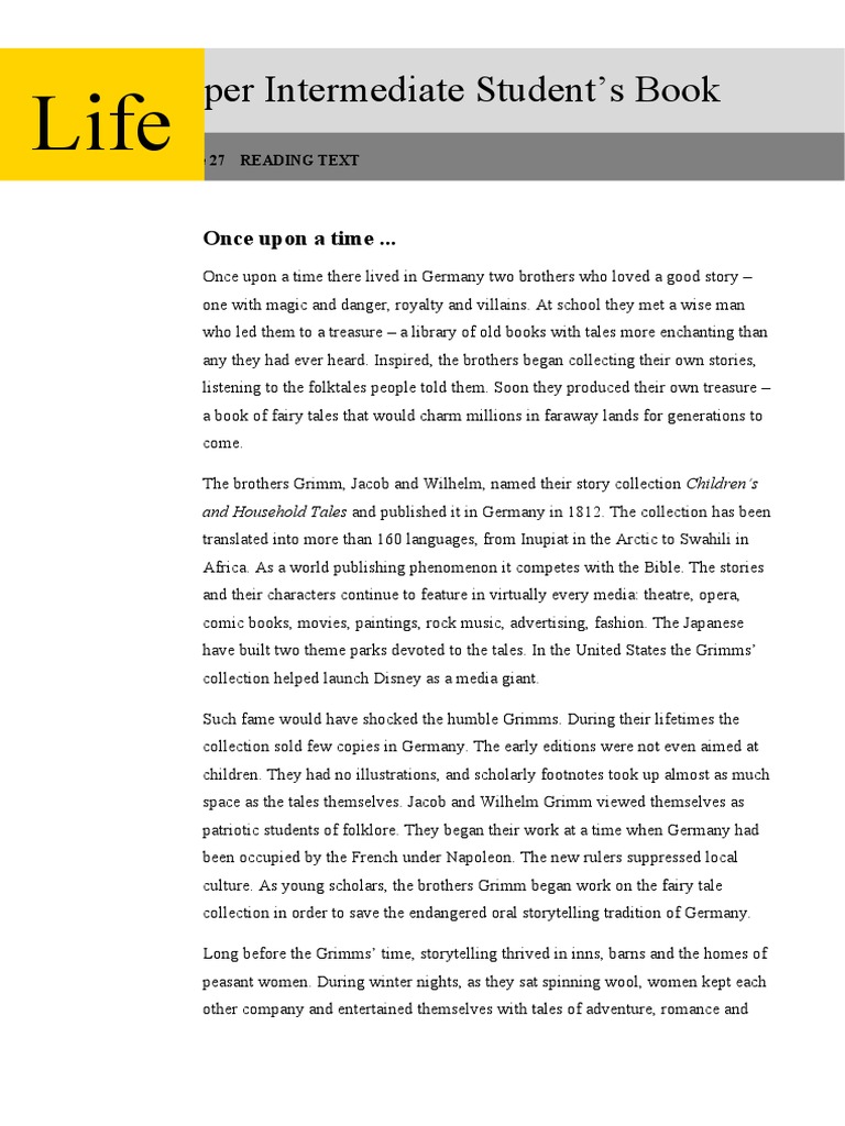 Upper Intermediate Student's Book: Once Upon A Time .. | PDF