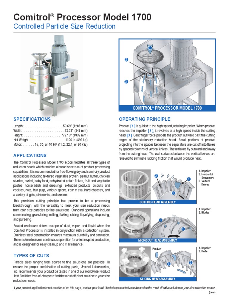 Comitrol Processor Model 1700: Controlled Particle Size Reduction | PDF ...