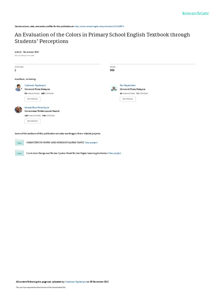 An Evaluation of The Colors in Primary School Engl | PDF | Color | Chi ...