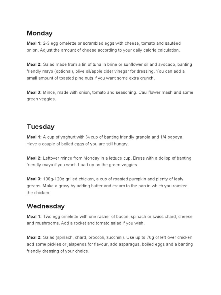 Banting Meals | PDF | Salad | Eating Behaviors Of Humans