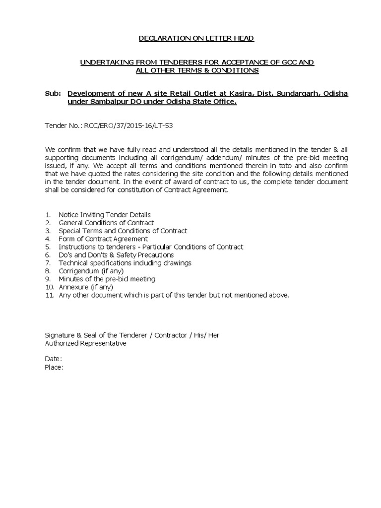 Declaration On Letter Head | PDF | Civil Law (Legal System) | Virtue