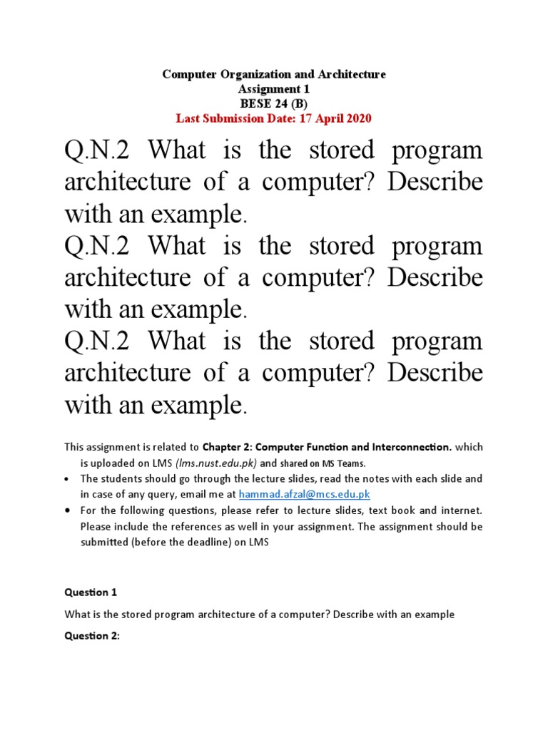 Computer Organization and Architecture Assignment 1 BESE 24 (B) | PDF
