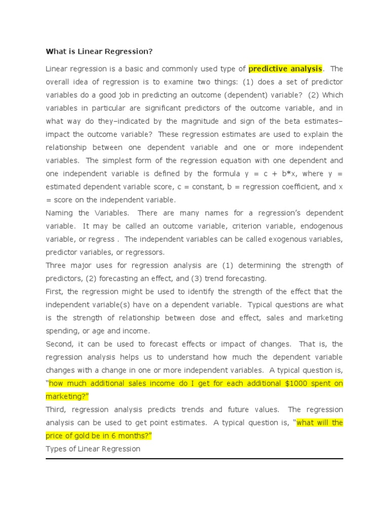 What Is Linear Regression | PDF | Dependent And Independent Variables ...