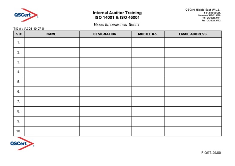 Basic Information Sheet