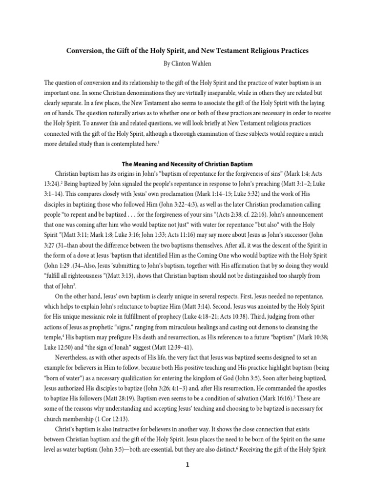 Conversion, The Gift of The Holy Spirit, and New Testament Religious ...