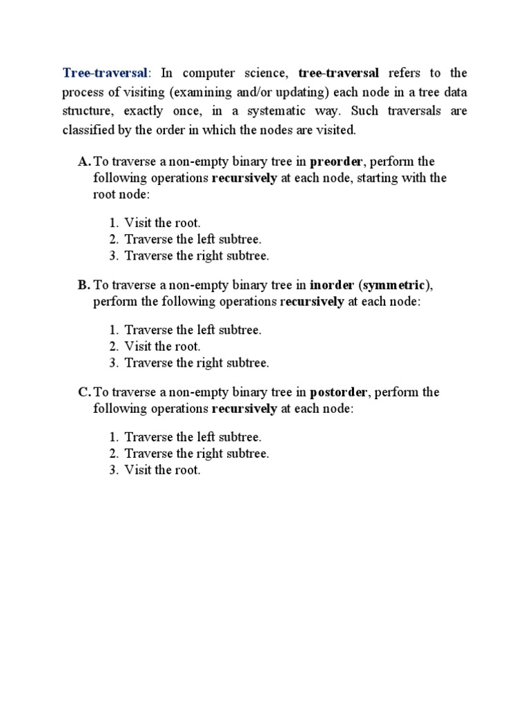 Tree Traversal Methods in Binary Trees | PDF