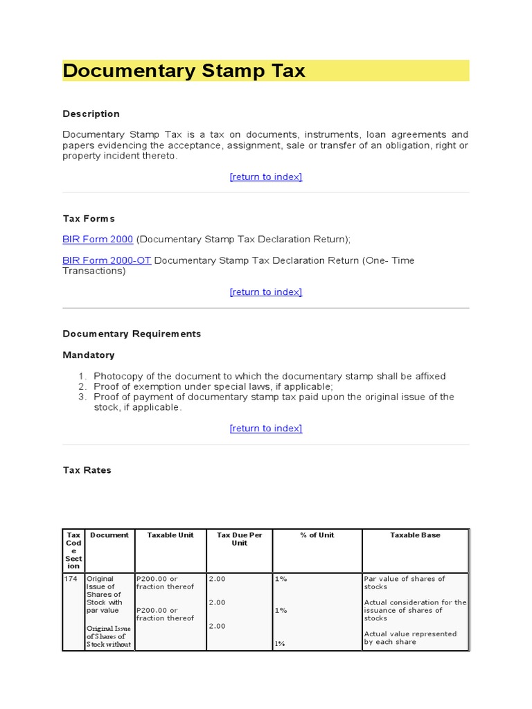 Documentary Stamp Tax | PDF | Loans | Securities (Finance)